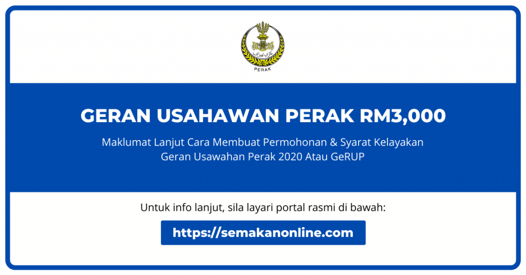 Permohonan Geran Usahawan Perak (GeRUP) RM3,000