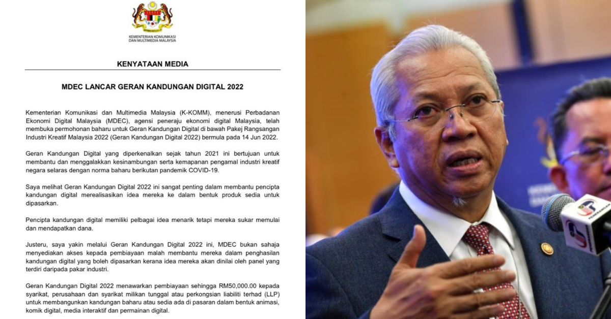 Permohonan Geran Kandungan Digital 2022 MDEC RM50,000