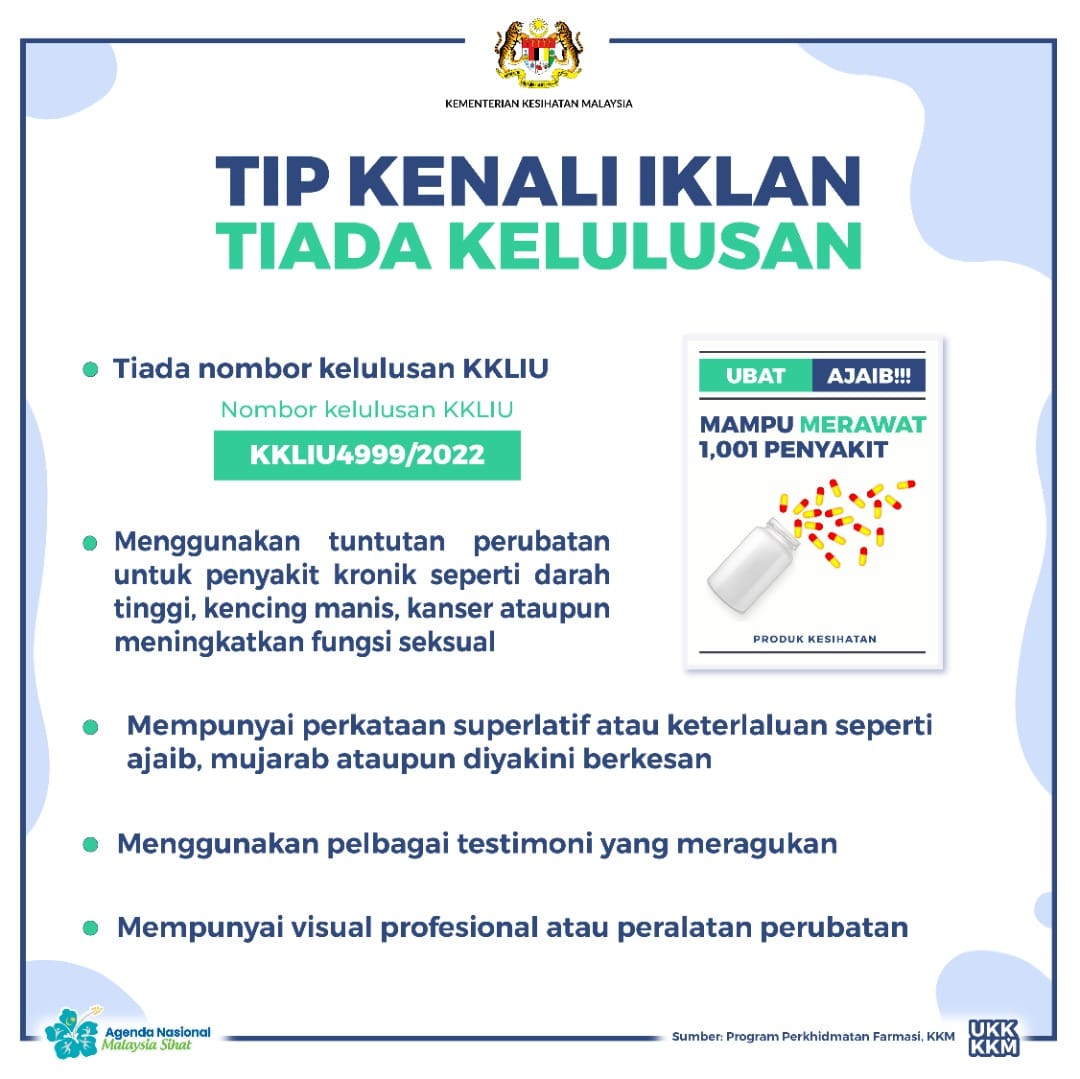 Tips Kenali Iklan Ubat Tiada Kelulusan