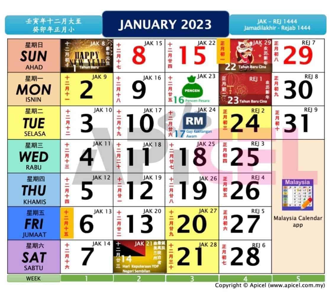 Kalendar Tahun 2023: Senarai Cuti Umum & Kelepasan Negeri