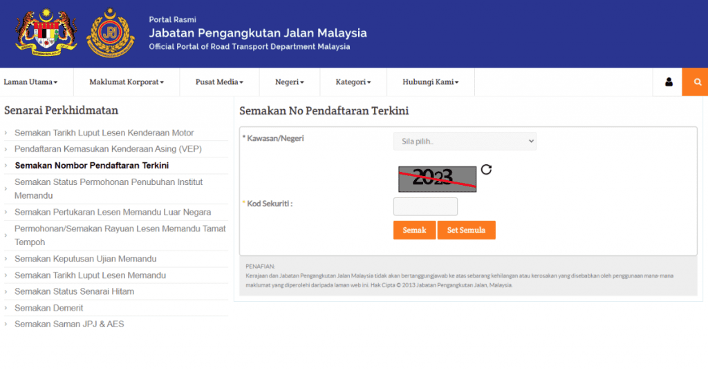 JPJ Plate Number: Semak No Plate Kenderaan Terkini