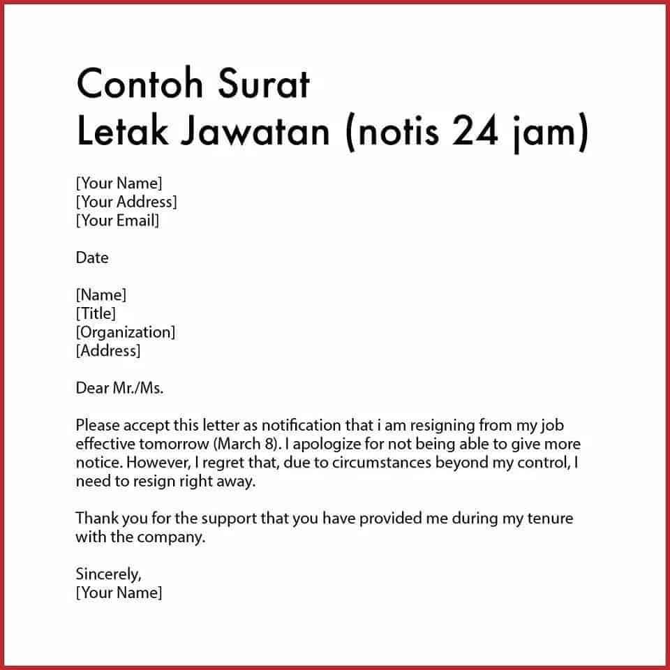 Surat Berhenti Kerja Contoh Notis 24 Jam 2 Minggu 1 Bulan Surat Berhenti Kerja Contoh Notis 24 Jam 2 Minggu 1 Bulan