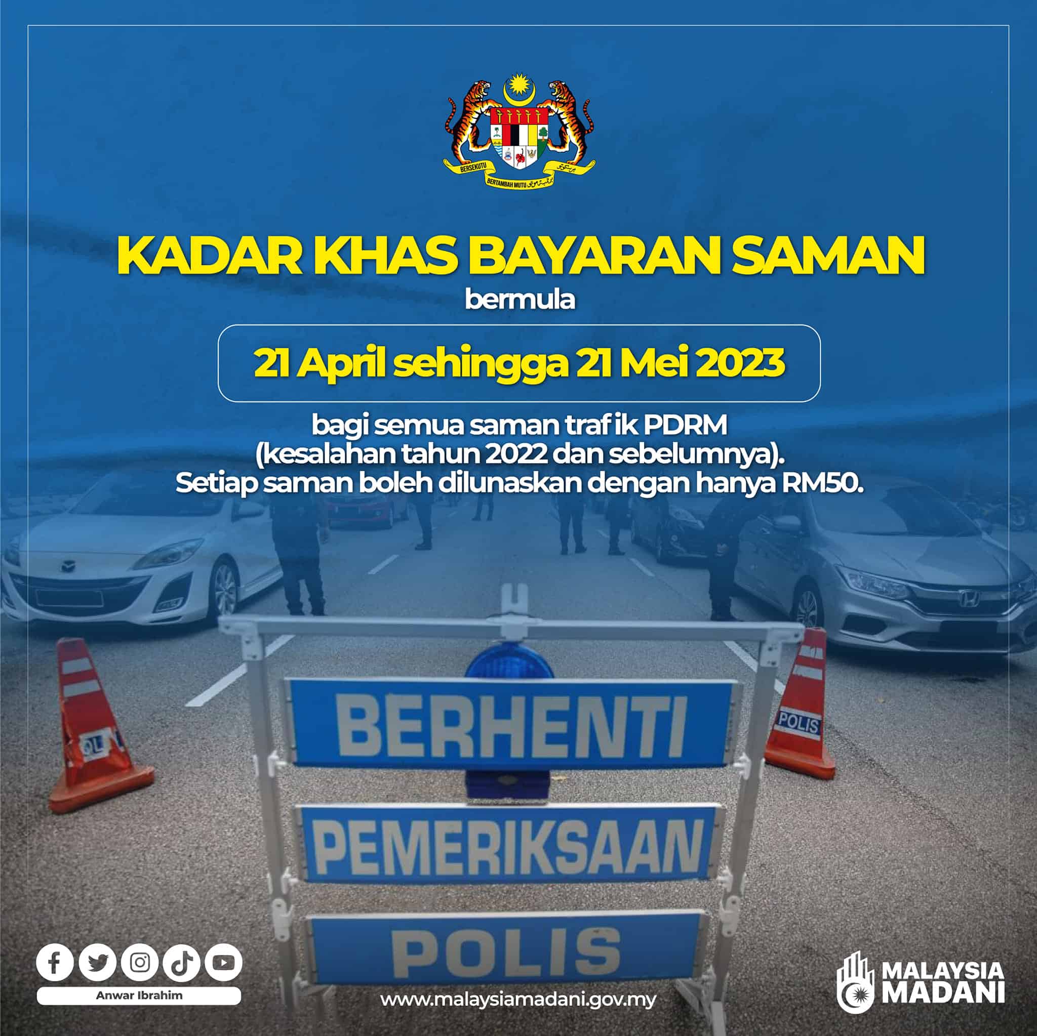 Diskaun Saman Trafik (RM50) Sempena Aidilfitri 2023