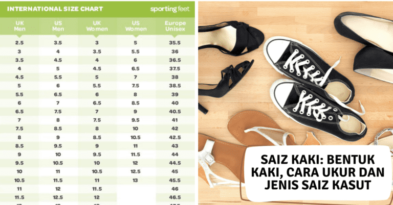 Saiz Kaki: Bentuk Kaki, Cara Ukur dan Jenis Saiz Kasut