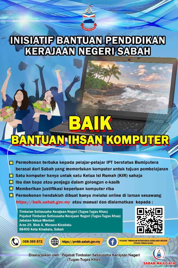 BAIK 2023: Bantuan Komputer Buat Pelajar IPT Sabah