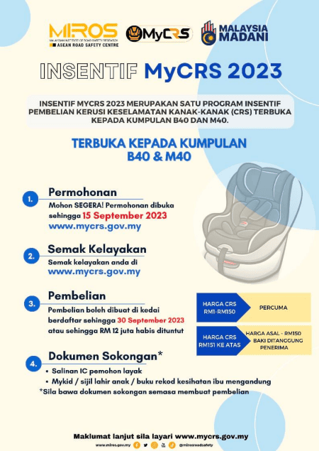MyCRS: Tebus Subsidi Kerusi Keselamatan Kanak-Kanak (CRS)