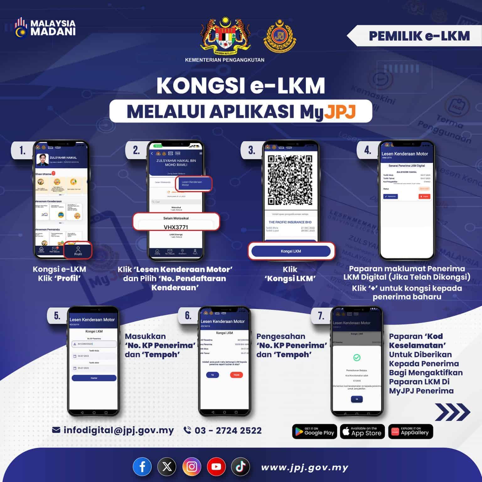 Kongsi e-LKM Melalui Aplikasi MyJPJ Dengan Mudah