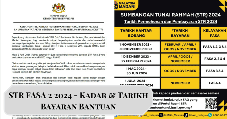 STR FASA 2 2024 - Kadar & Tarikh Bayaran Bantuan - Semakan Online